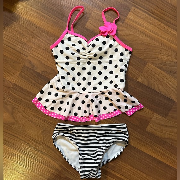 Flapdoodles | Swim | Flapdoodles Girls Swimsuit Bikini Pink Stripes ...